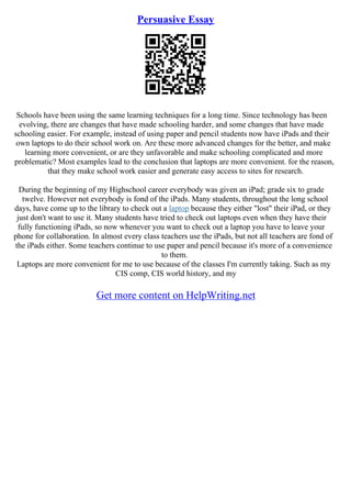 6Th Grade Persuasive Essay | PDF