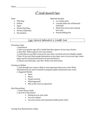 6th Grade Research Paper | DOCX