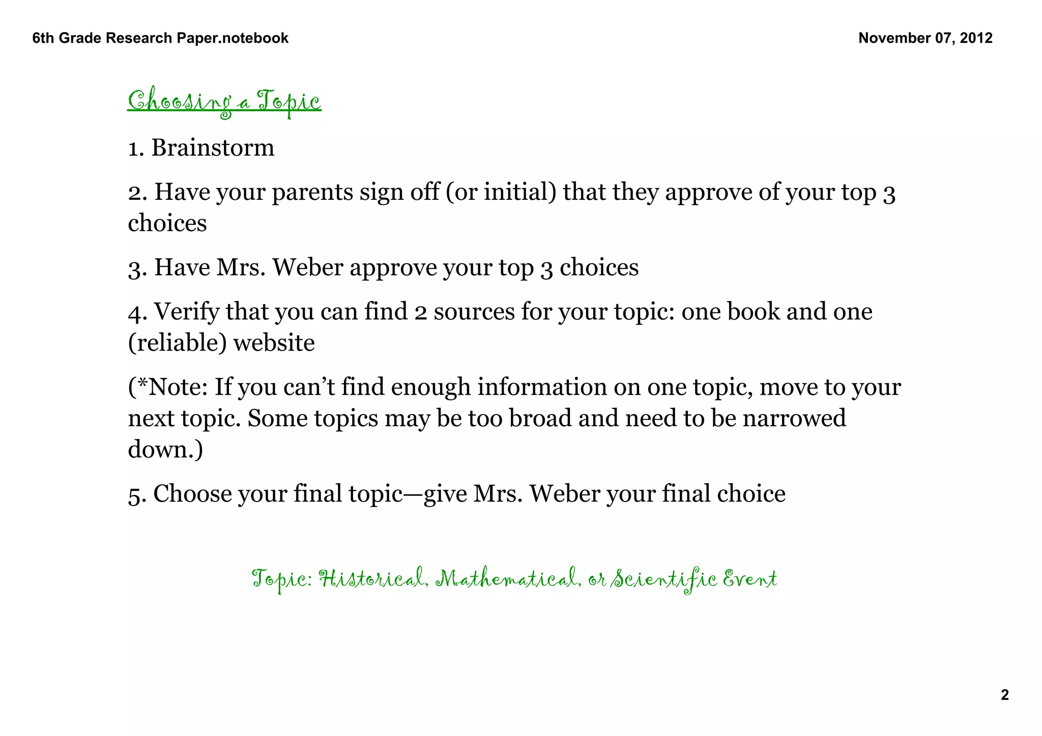 6th Grade Research Paper Introduction | PDF