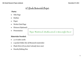 6th Grade Research Paper Introduction | PDF