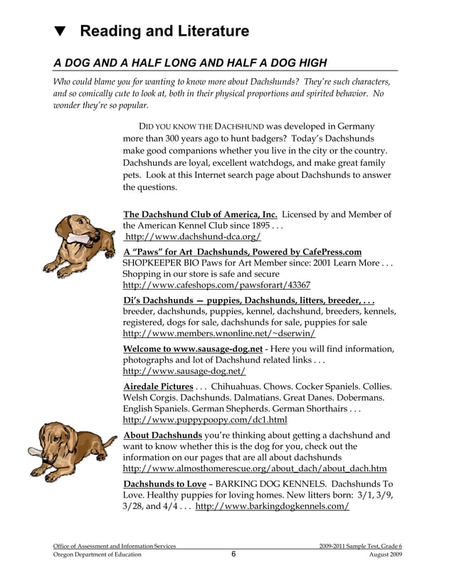 6th grade sample oaks test | PDF