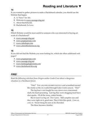 6th grade sample oaks test | PDF
