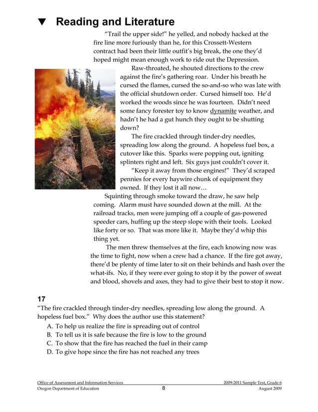 6th grade sample oaks test | PDF