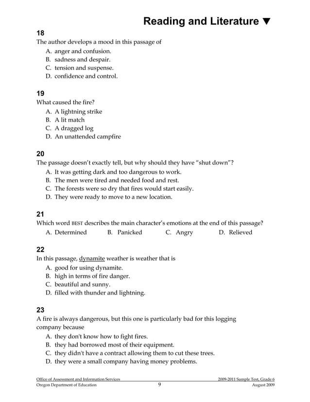 6th grade sample oaks test | PDF