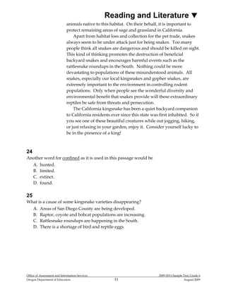 6th grade sample oaks test | PDF