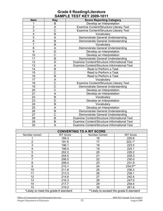 6th grade sample oaks test | PDF