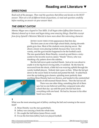 6th grade sample oaks test | PDF