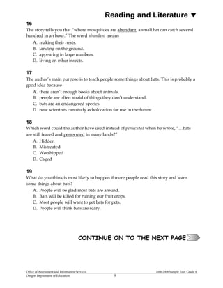 6th grade sample oaks test 2 | PDF