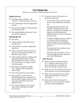 6th grade sample oaks test 2 | PDF