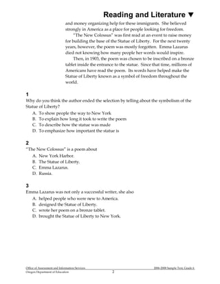 6th grade sample oaks test 2 | PDF