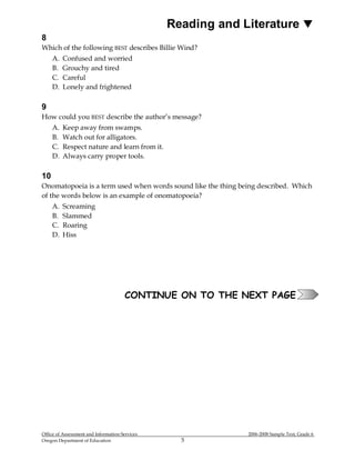 6th grade sample oaks test 2 | PDF