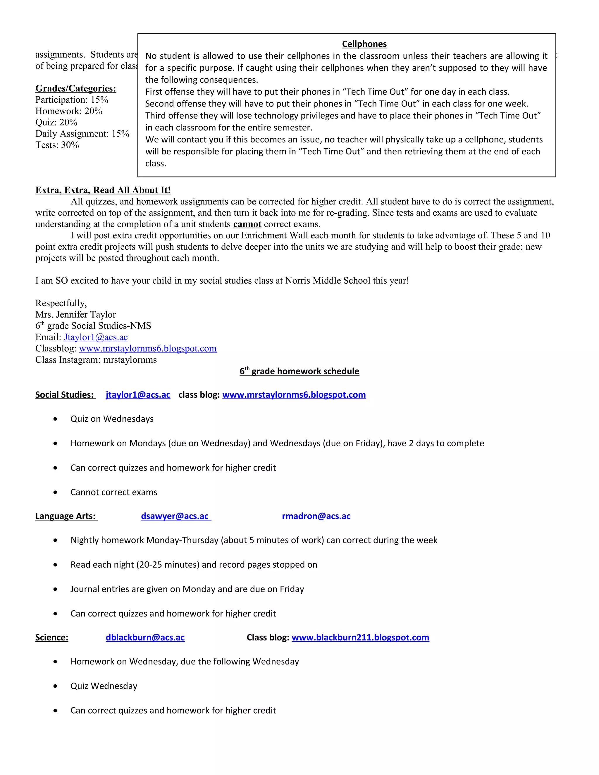 6th grade syllabus | PDF