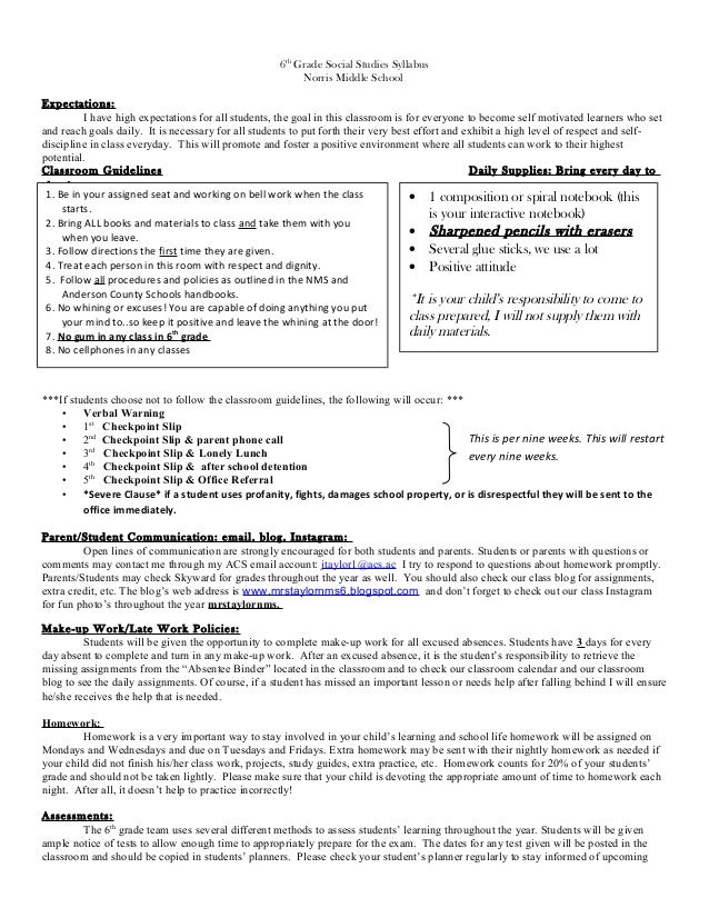 6th Grade Syllabus 6th Grade Syllabus