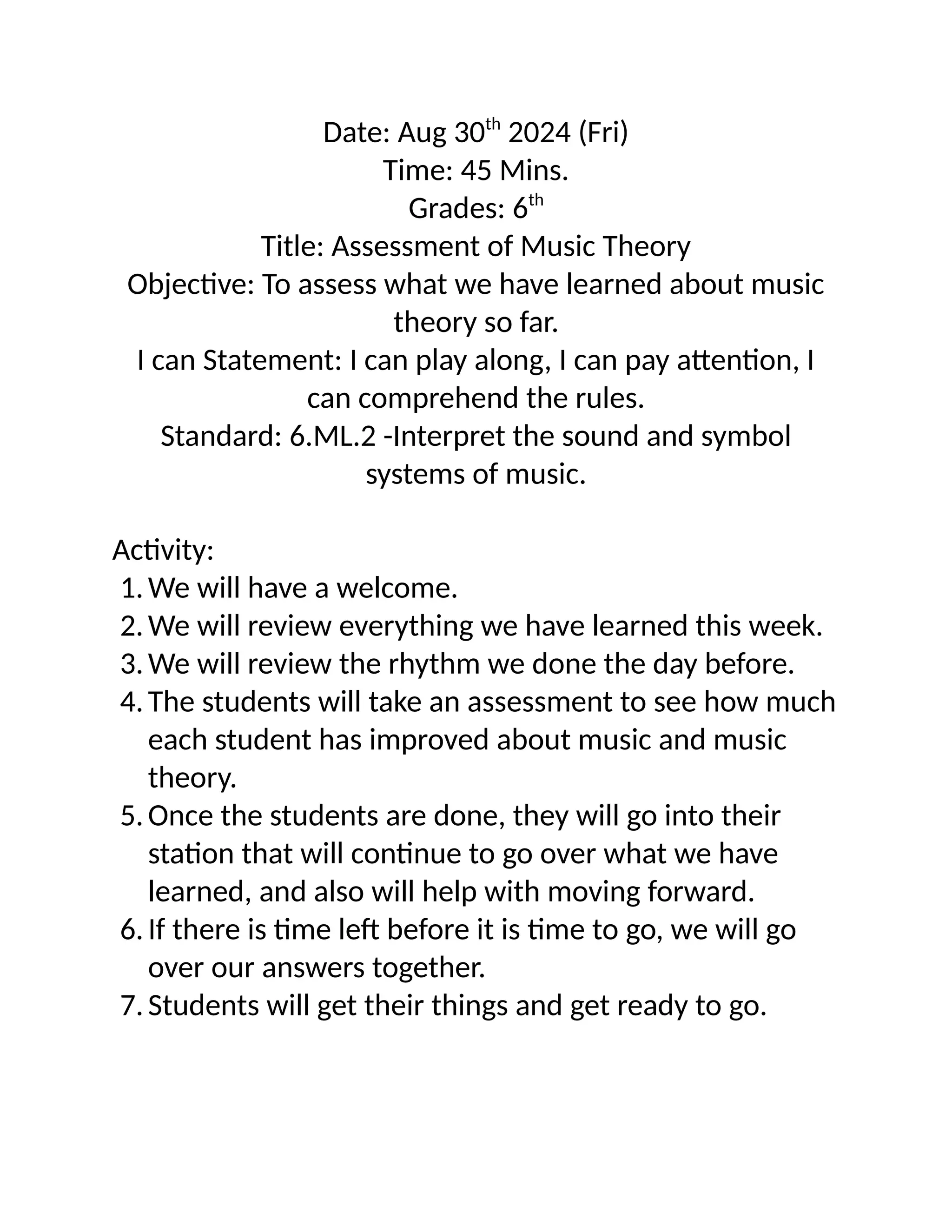 6th Grade week 1 Lesson Plan for music.docx