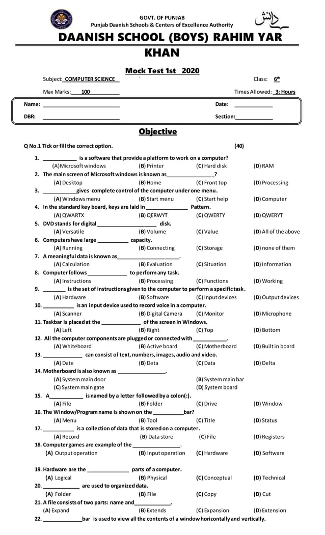 6th i.t 1st mock | PDF