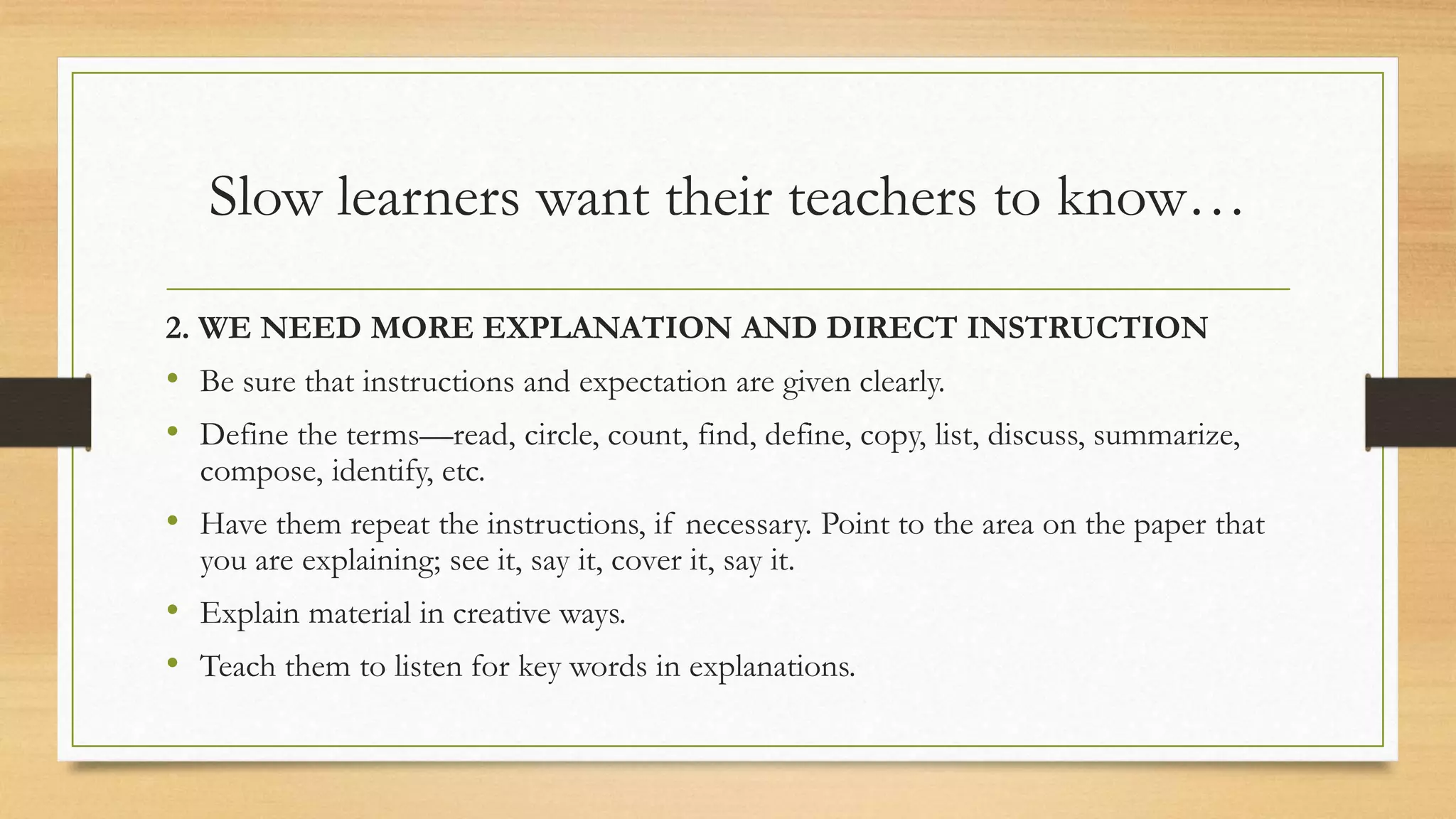 6 Things Every Teacher Should Know About Slow Learners | PPT