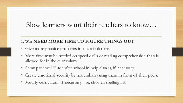 6 Things Every Teacher Should Know About Slow Learners | PPT
