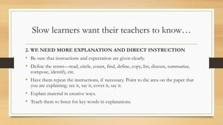 6 Things Every Teacher Should Know About Slow Learners | PPT