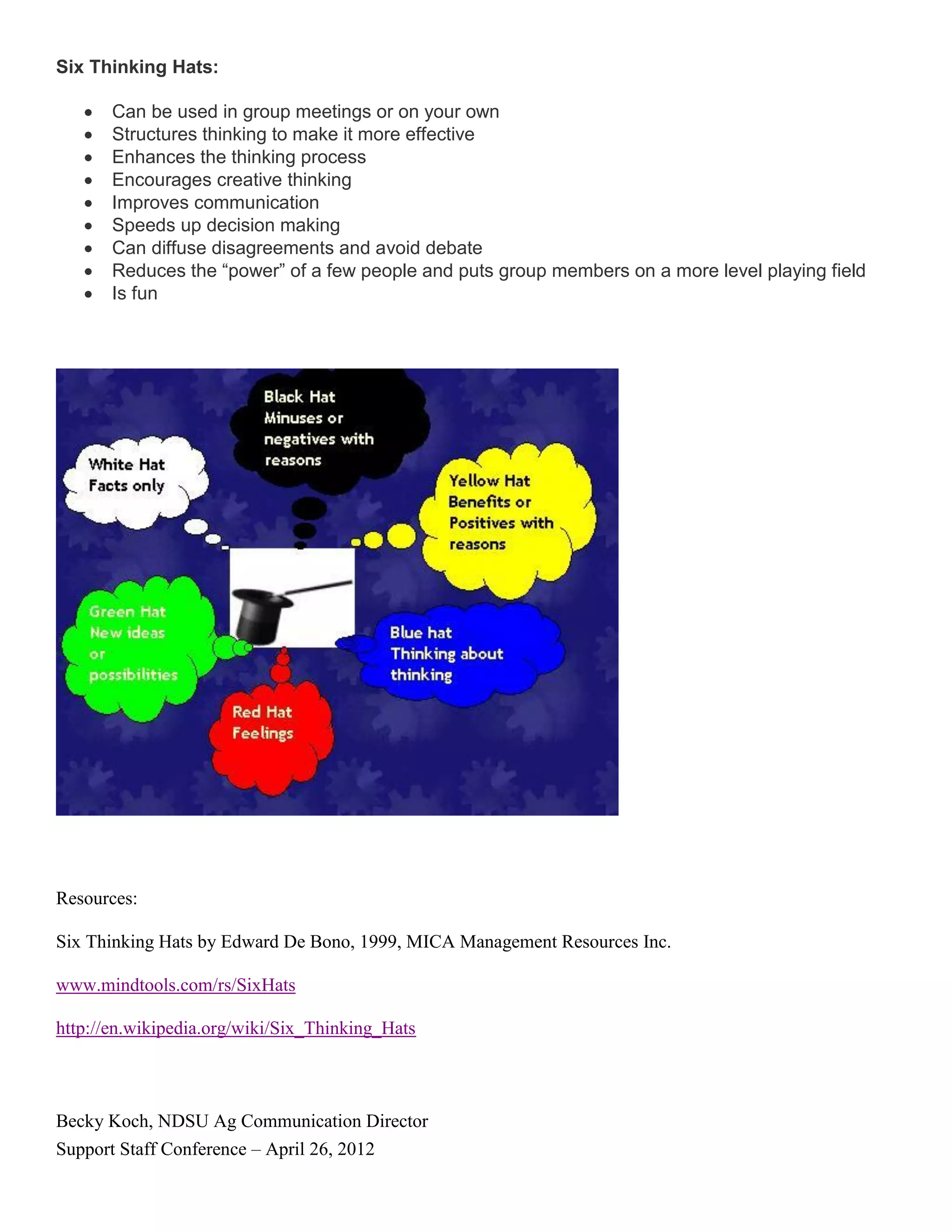 Six Thinking Hats | PDF