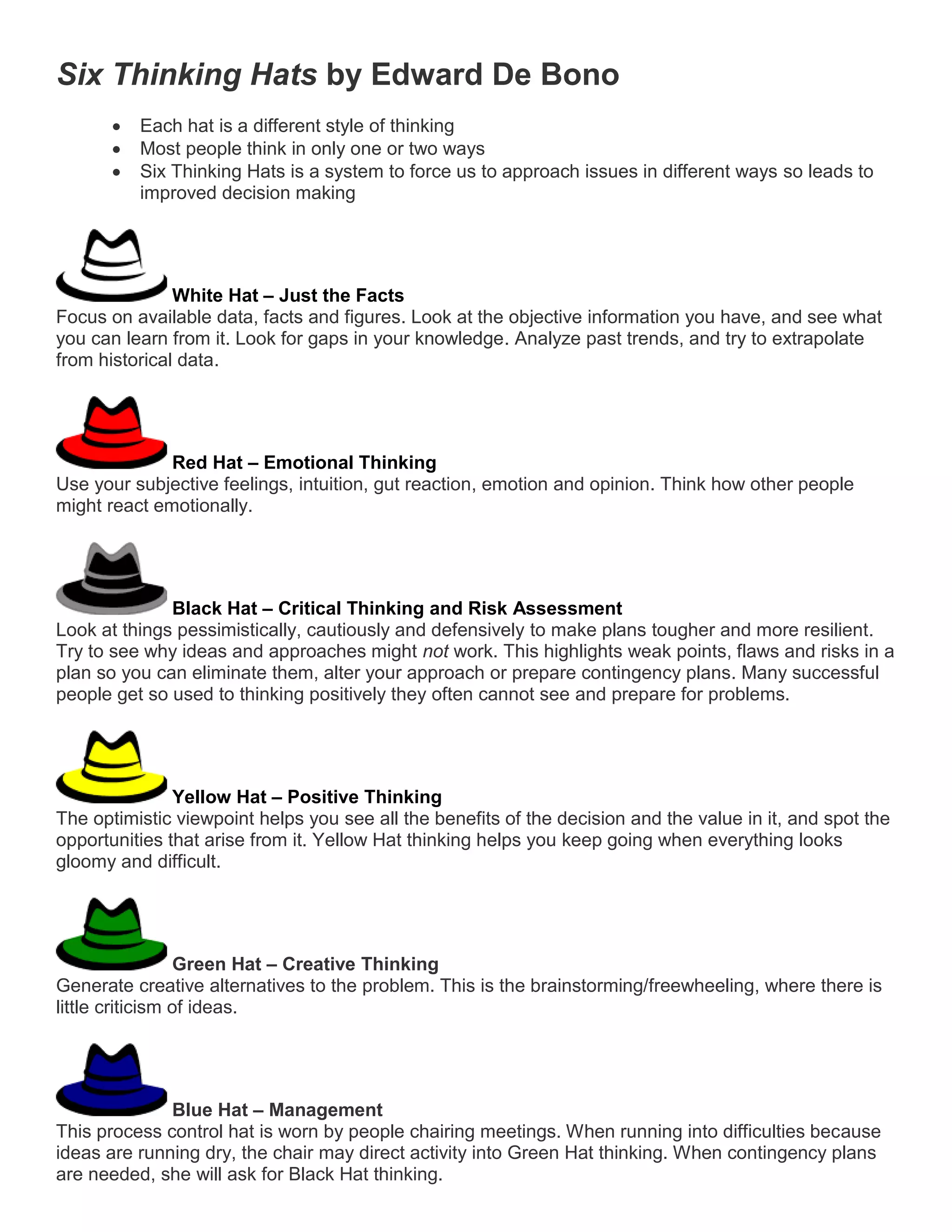 Six Thinking Hats | PDF