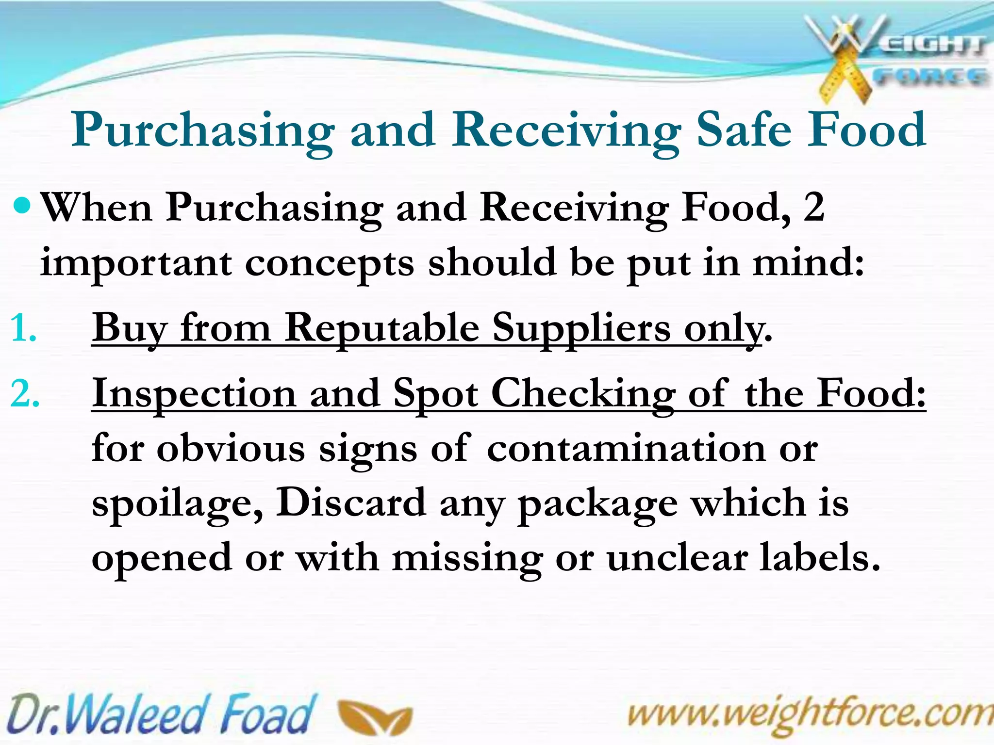 6th lecture Purchasing and Receiving Safe Food | PPT