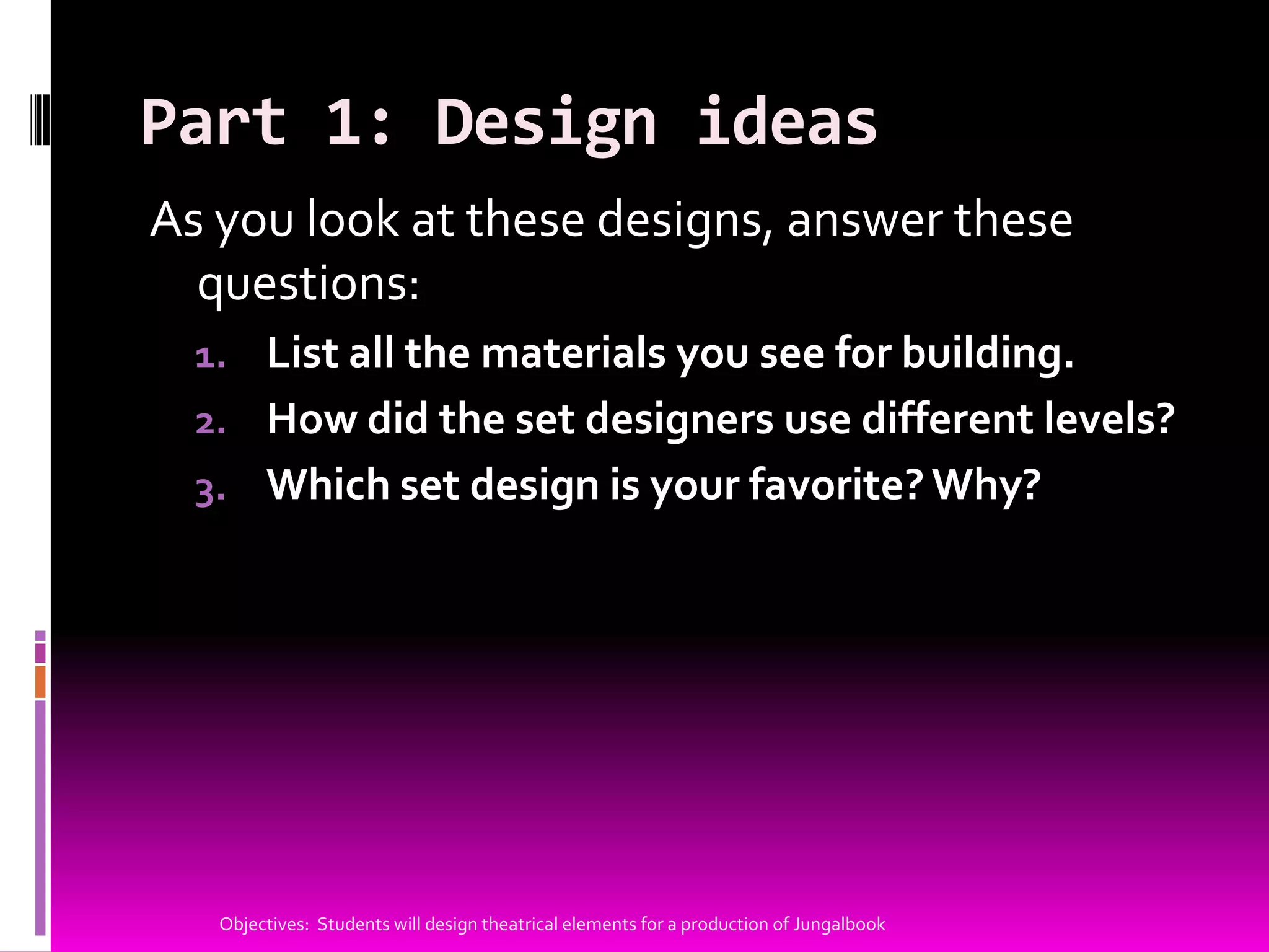 6th performing arts set and props designers | PPTX