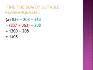 whole numbers sum by suitable arrangement | PPTX