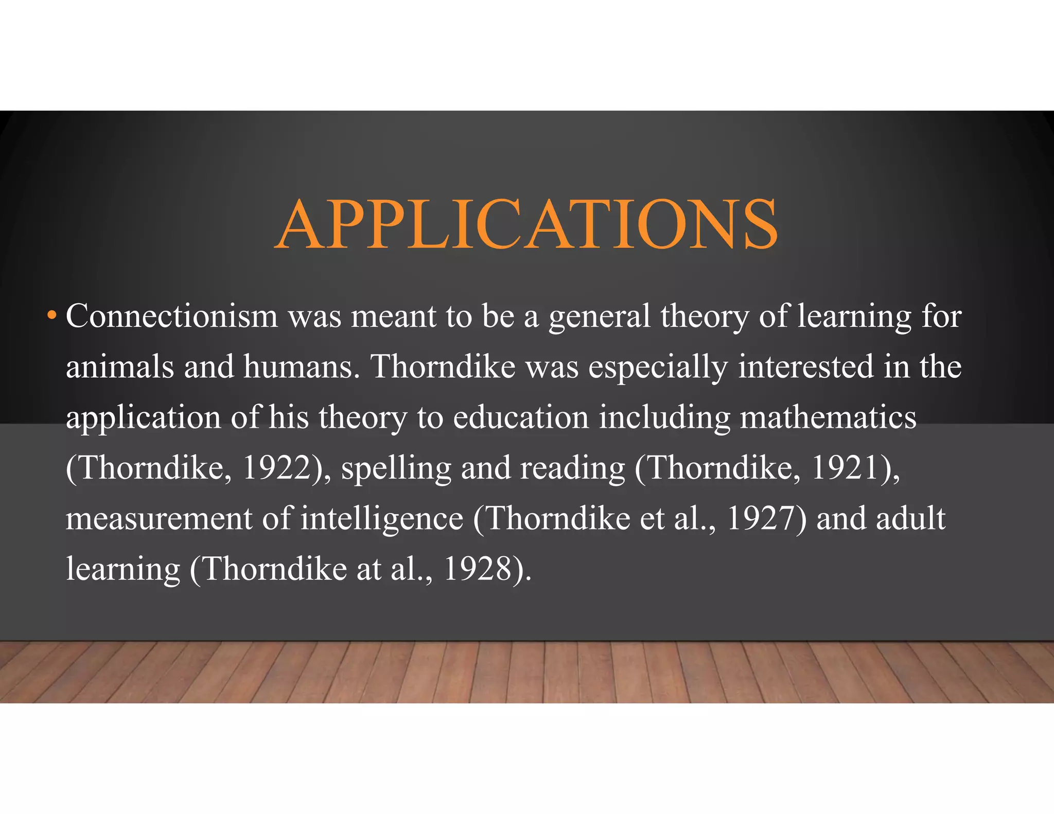 Conditioning theory of Edward Thorndike-Connectionism | PDF