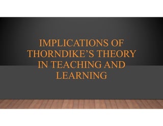 Conditioning theory of Edward Thorndike-Connectionism | PDF