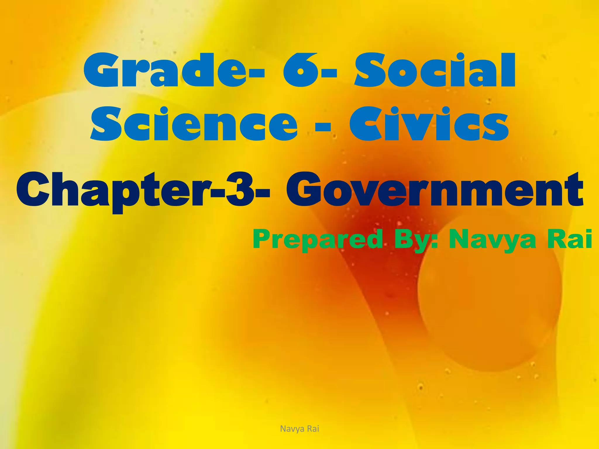 6th Std Social Science- Civics - ch 3. Government | PDF