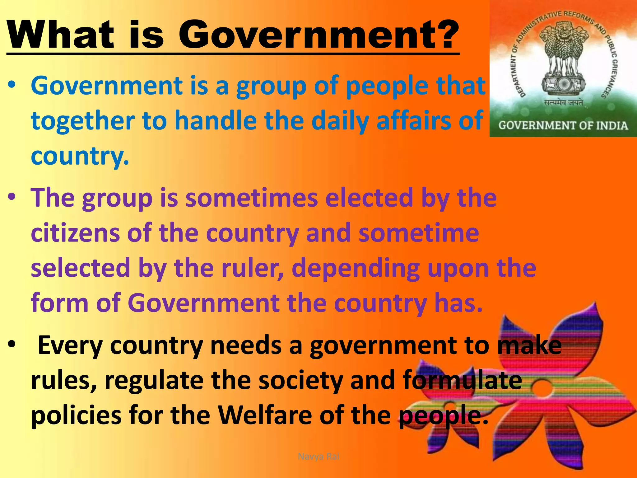 6th Std Social Science- Civics - ch 3. Government | PDF