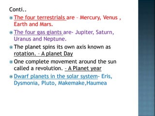 6th Std 1. The Earth in the solar system | PPTX