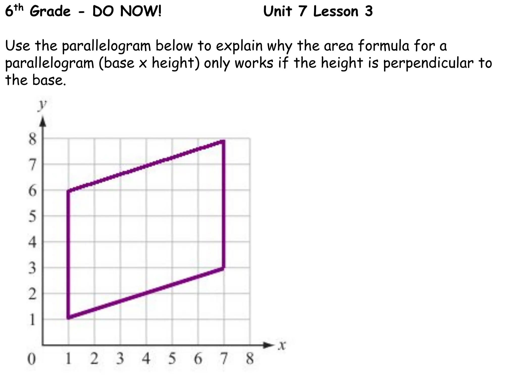 6th grade Unit 7 Geometry do now and plans | PDF