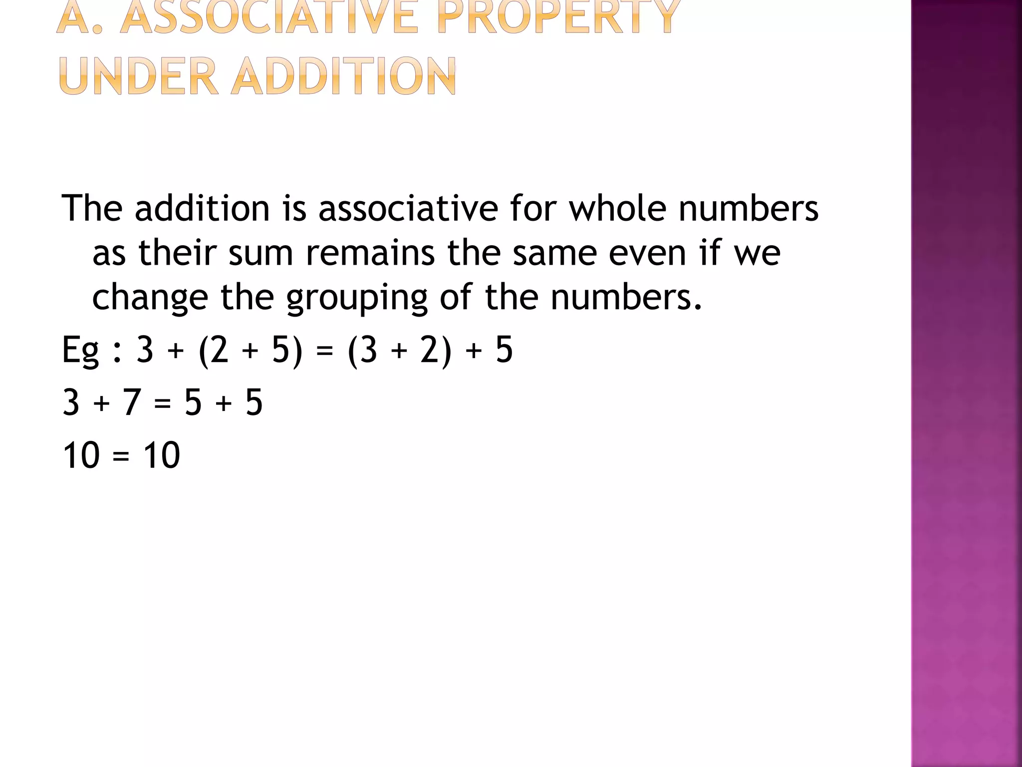 properties of whole numbers | PPTX | Science