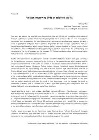 6th yamadera basho memorial museum english haiku contest | PDF
