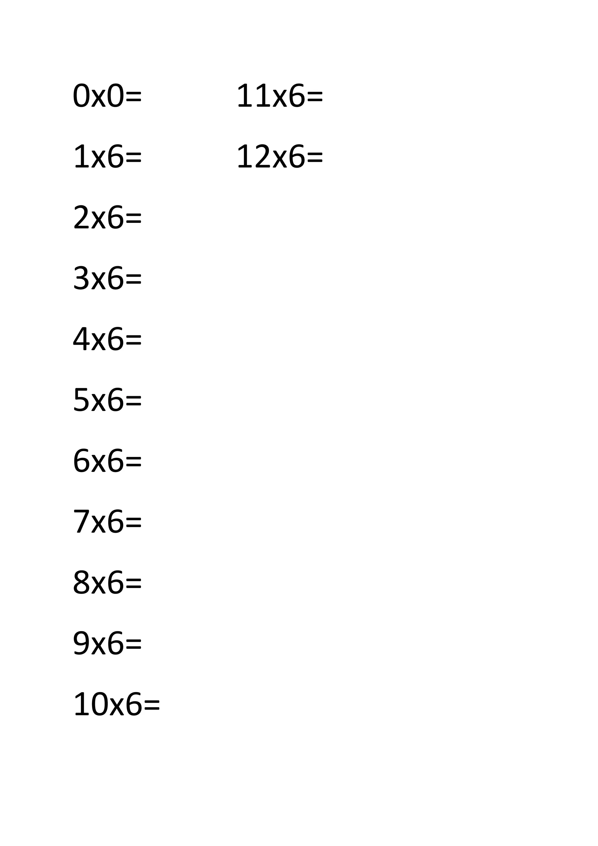 6 times tables | DOCX