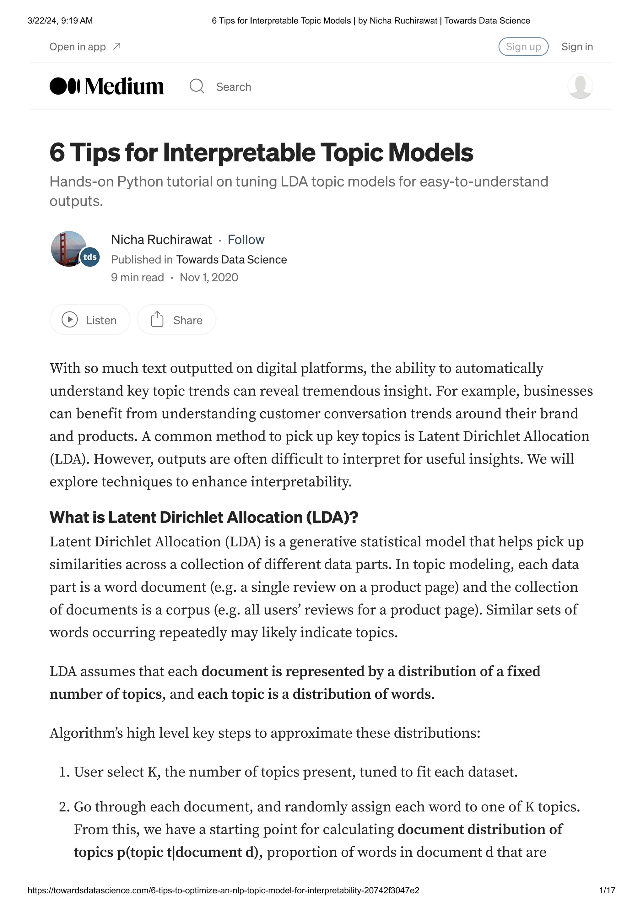 6 Tips for Interpretable Topic Models _ by Nicha Ruchirawat _ Towards Data Science.pdf