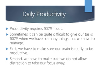 6 tips to daily productivity | PPT