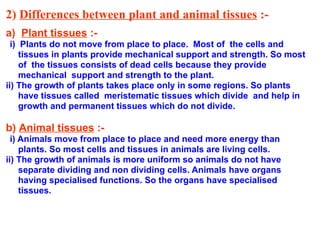 Tissues and it's types: plant tissues and animal tissues | PPTX