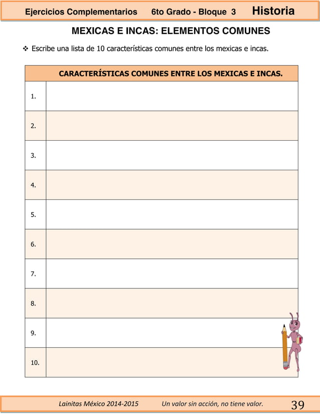Sexto Grado Bloque 3 Ejercicios Complementarios at Shelly Ahmed blog