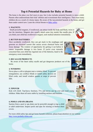 6 top potential hazards for baby at home | PDF