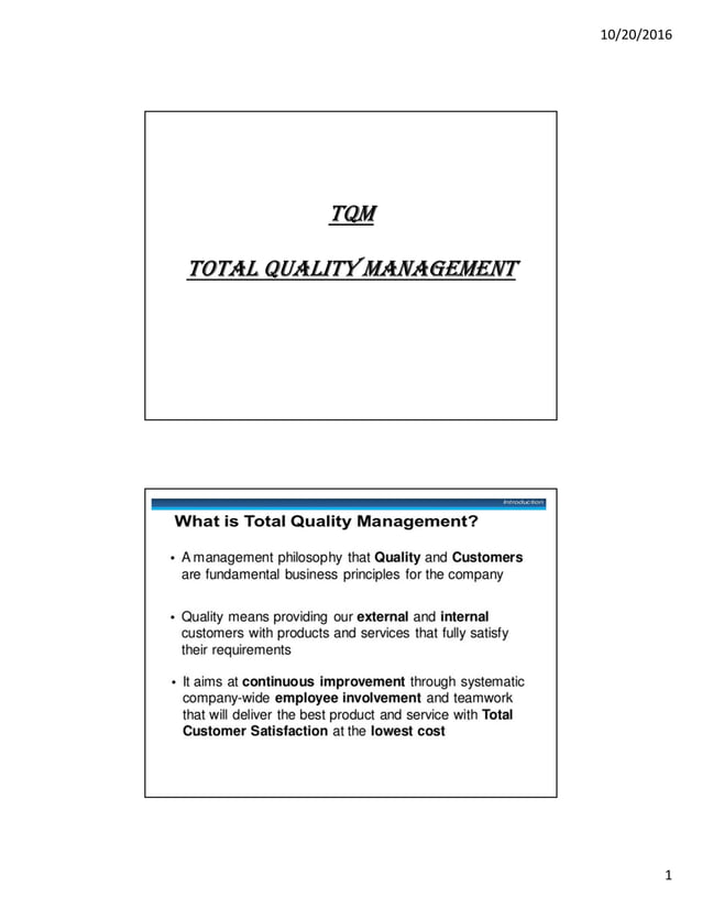 Total Quality Management (TQM) | PDF