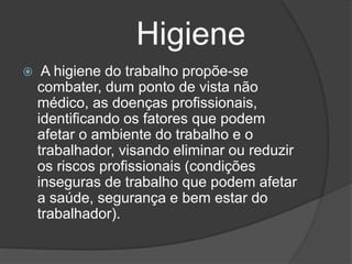 6º trabalho higiene, saúde e segurança no trabalho | PPTX