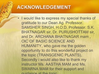 trnsgenic plants and animls | PPT