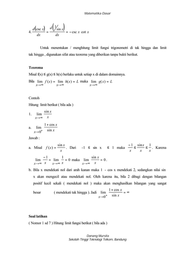 TURUNAN FUNGSI TRIGONOMETRI | PDF