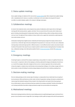 6 types of business meetings in organization | DOCX