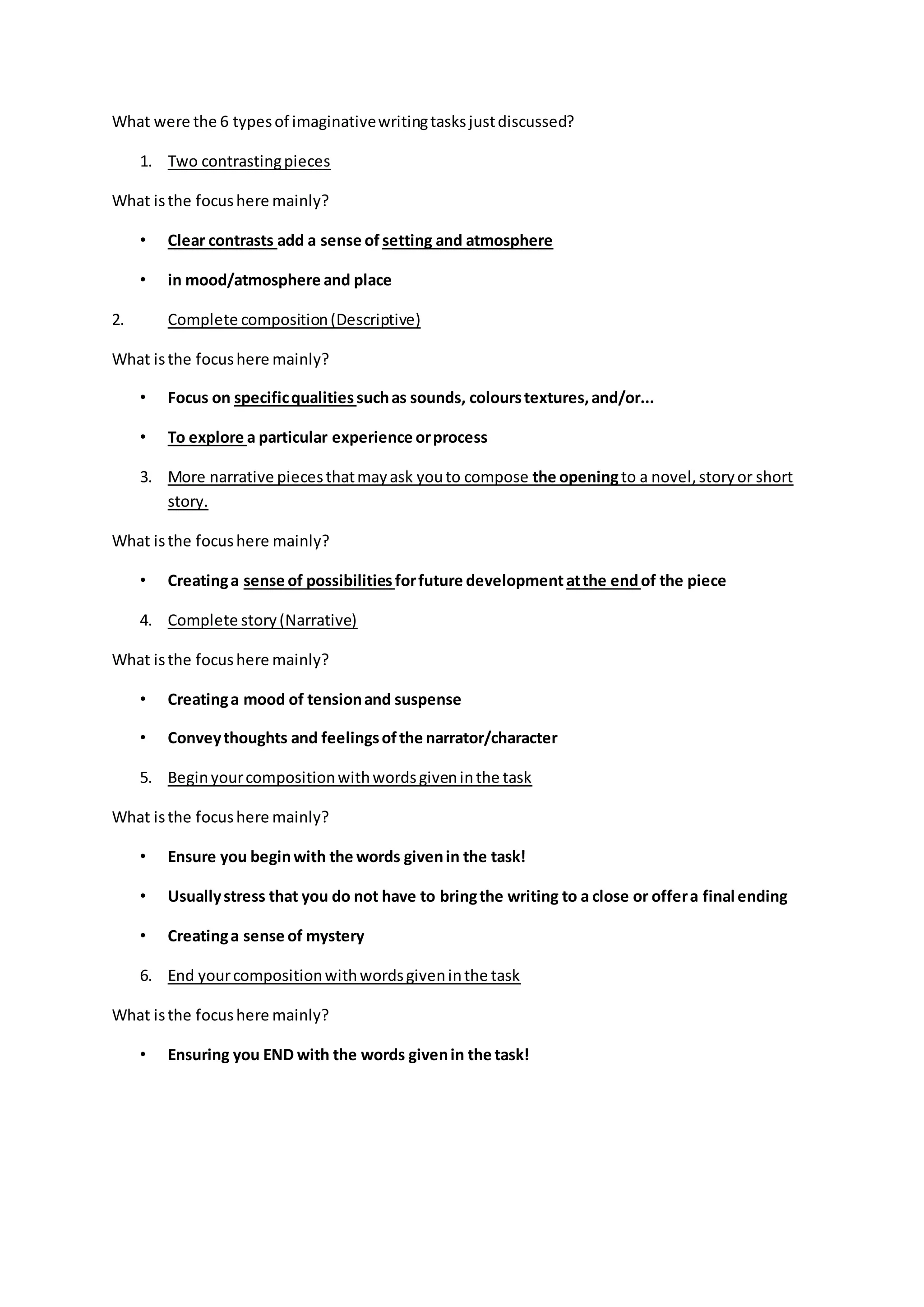 6 types of imaginative writing tasks | DOCX