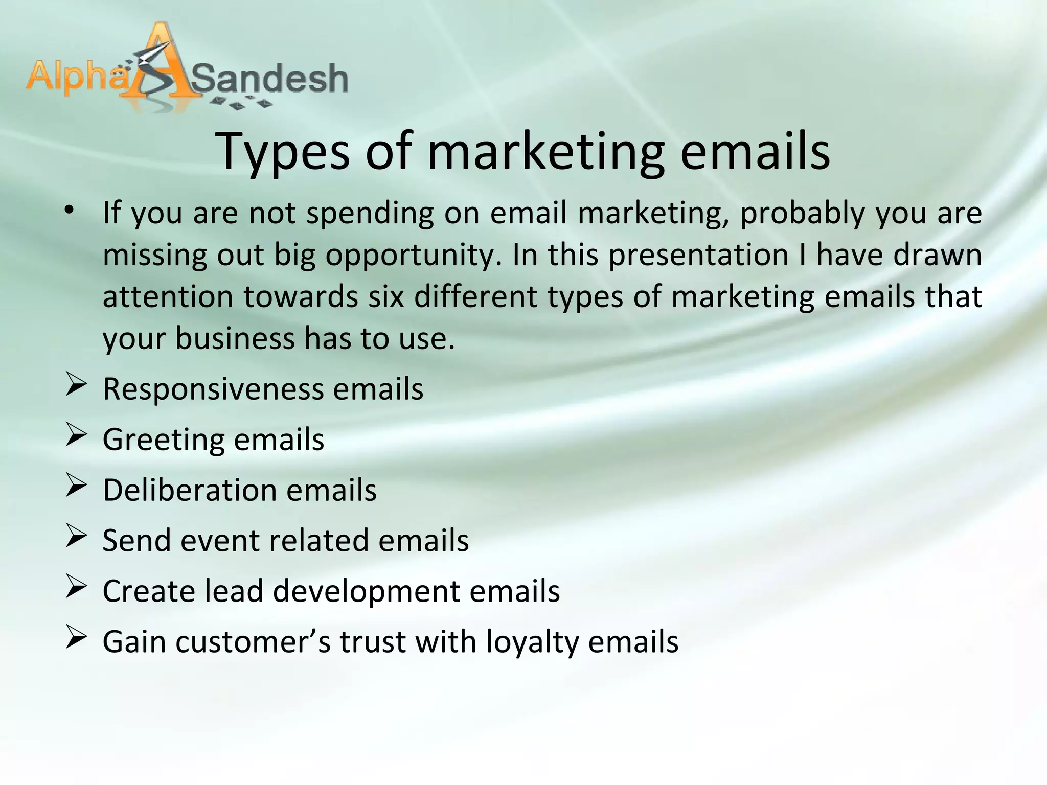 6 types of marketing emails that every business should use | PPT ...