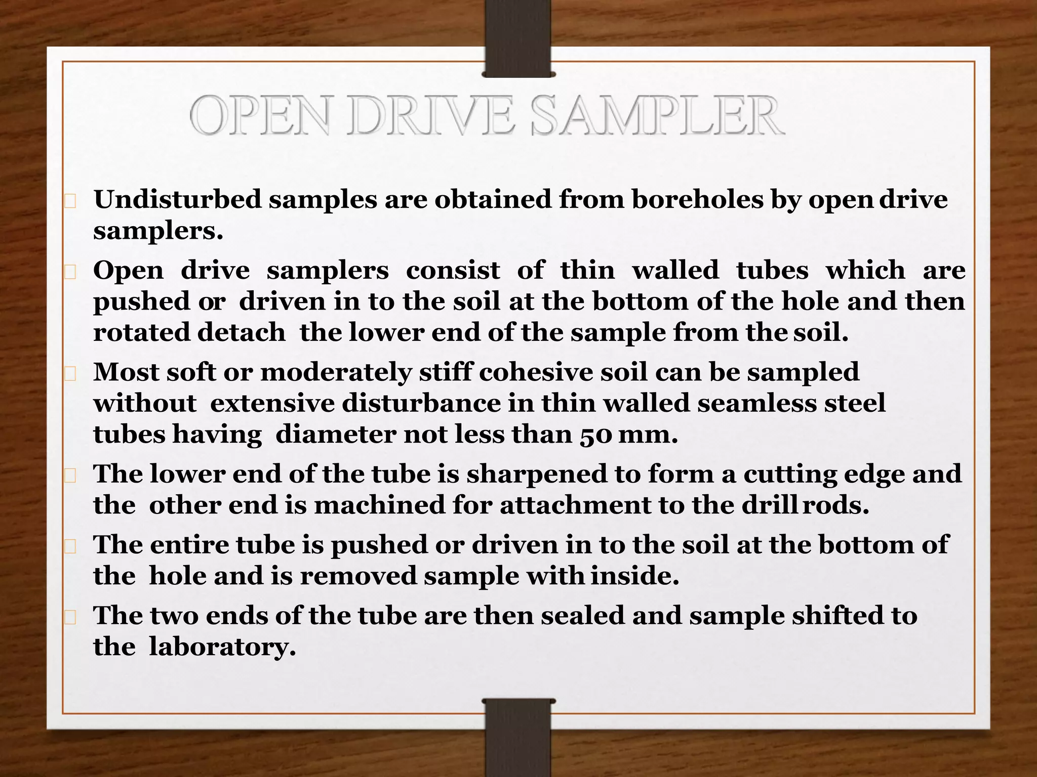 sampler,open drive sampler, piston sampler, rotary sampler | PDF