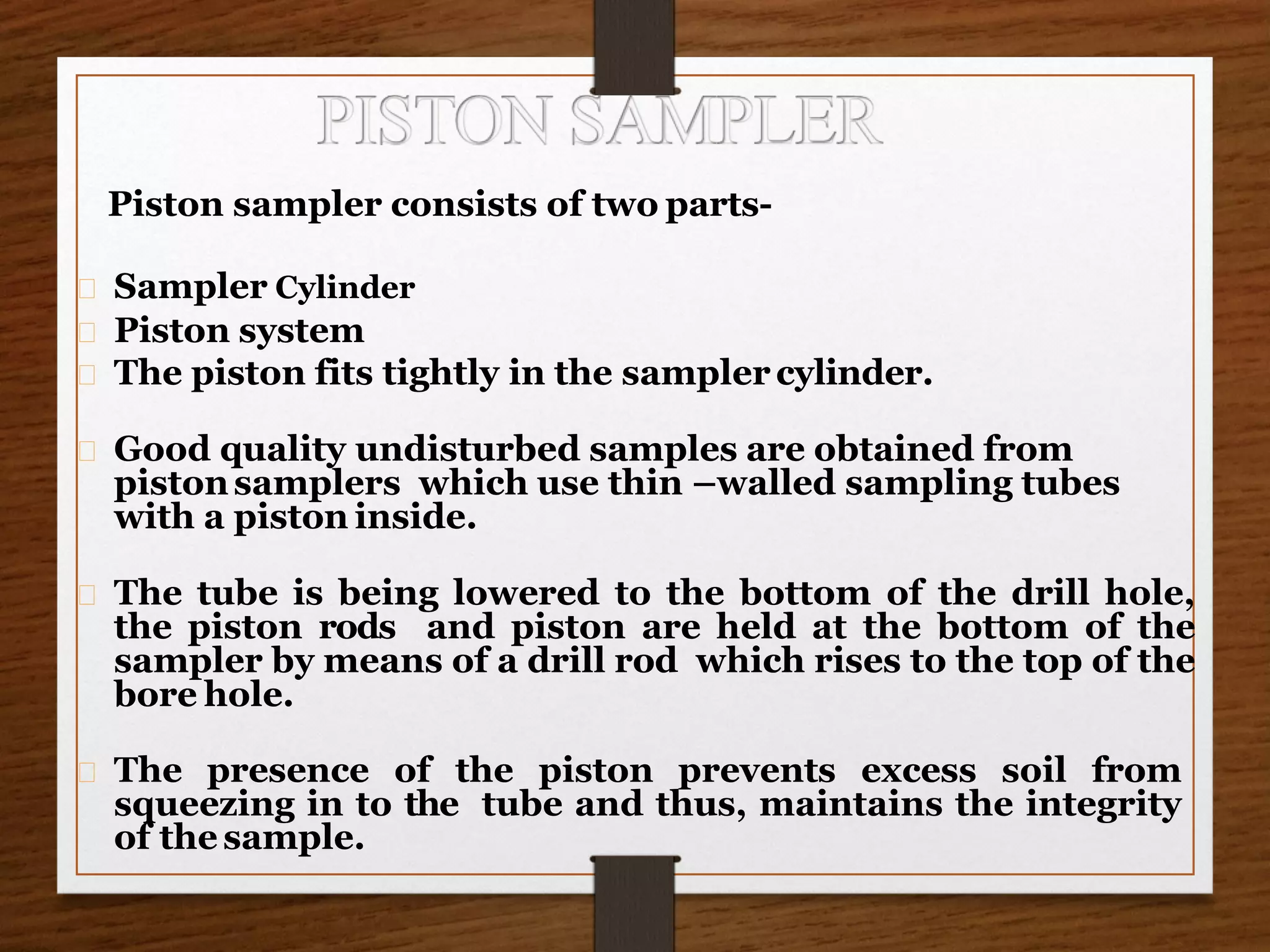 sampler,open drive sampler, piston sampler, rotary sampler | PDF